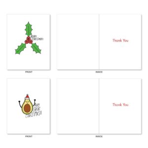 The Best Card Company - 20 Christmas Thank You Cards Boxed (10 Designs, 2 Each) - Assorted Gratitude Cards (4 x 5.12 Inch) - Fun Christmas Puns AM5079XTG-B2x10