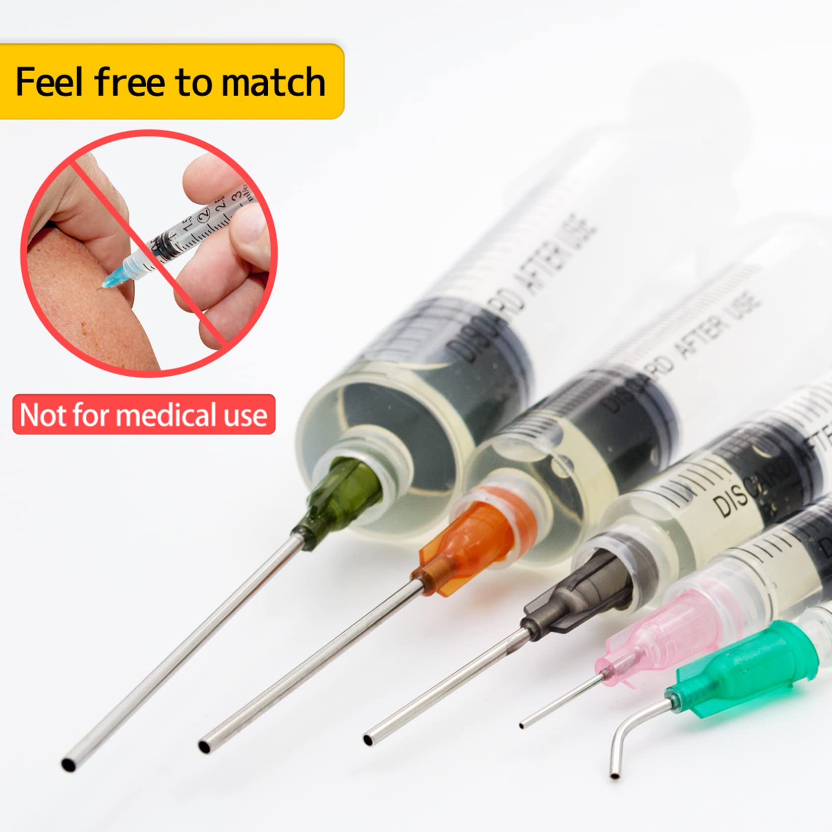 Glue Applicator Syringe with Blunt Tip Needle and Cap, for Liquid, Glue, Ink, Perfume, Lip Gloss Making