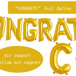 Tellpet Congrats Foil Letter Balloons, Graduation, Wedding, Bridal Party Supplies Decorations, Gold, 16 Inch