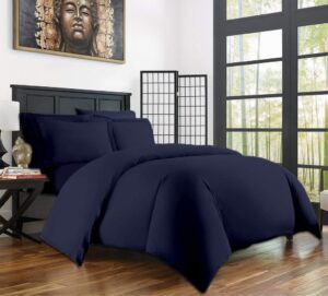 saferay green super king plus duvet cover set 120x120 inch - 3 piece lightweight comforter cover bedding cover bed decor all season super king plus - 1 duvet, 2 pillow shams (navy blue)