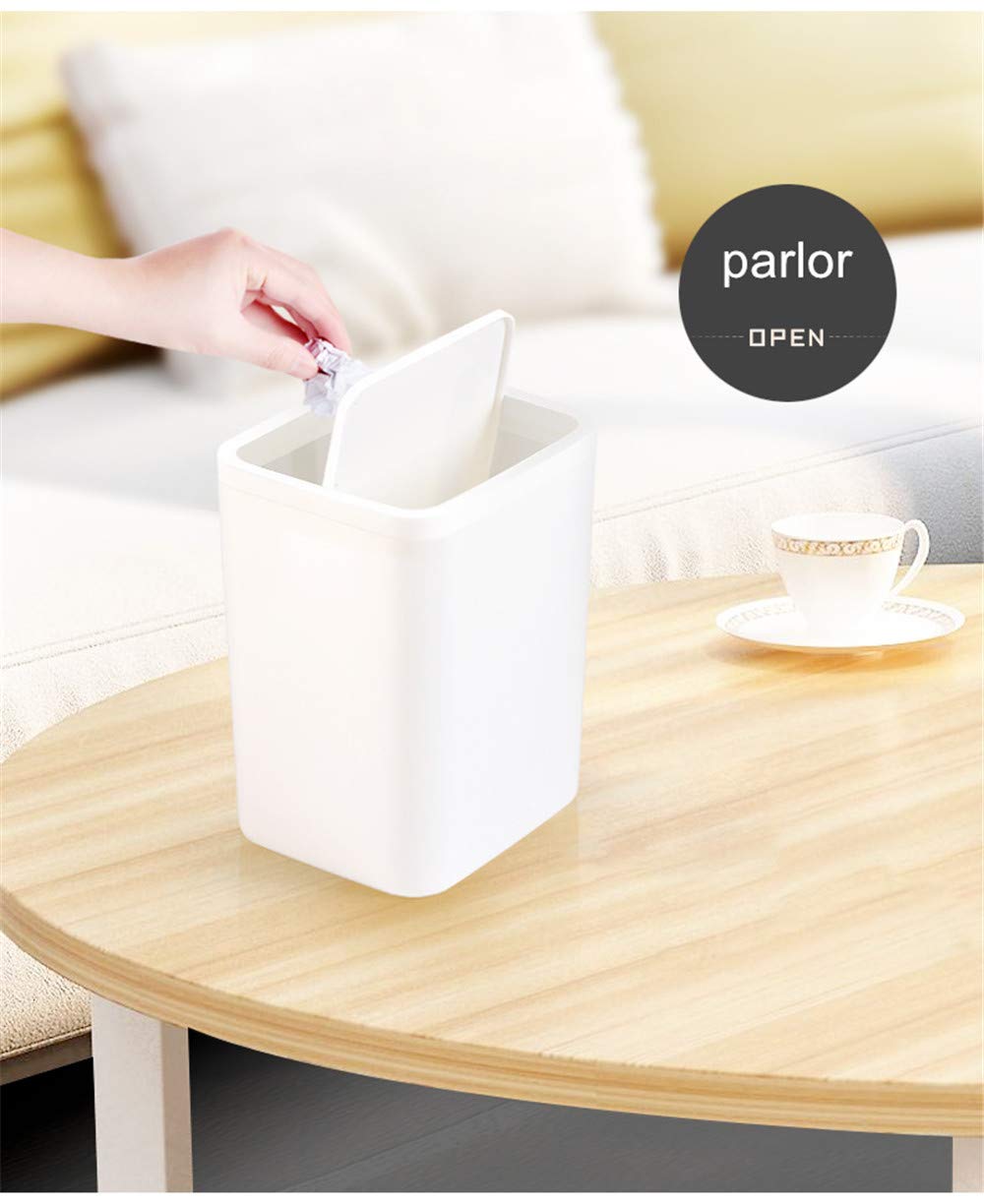 FuQ Mini, Desktop trash can for Office Desktop Coffee Table Kitchen Small Garbage Can Colorful Plastic Shake Cover Bucket Small Paper Basket