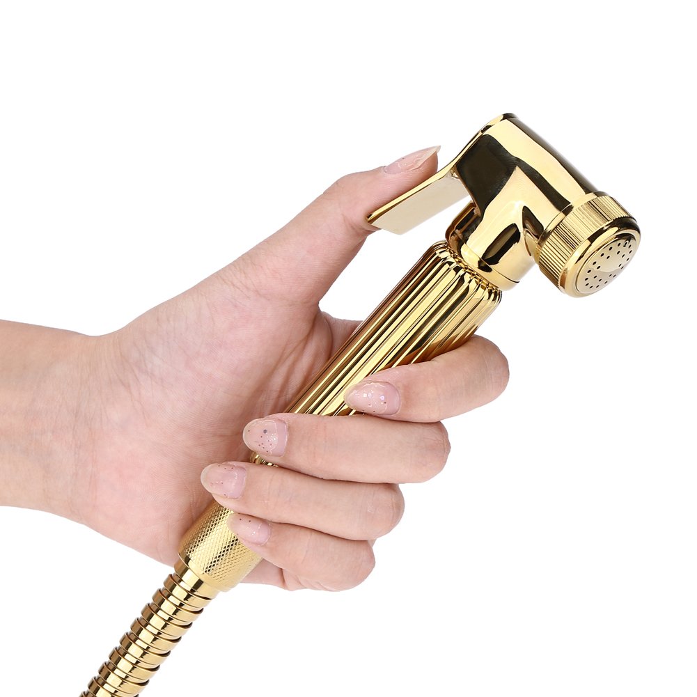 Antique Brass Handheld Bidet Toilet Sprayer Kit, Full Pressure & Leakproof, Adjustable Water Flow, Cleans Baby Cloth Diapers Easily, with Complete Accessories, Brass Color