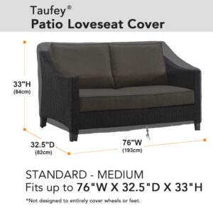 Taufey Patio Bench Loveseat Cover, Heavy Duty and 100% Waterproof Outdoor Sofa Cover, Lawn Patio Furniture Covers with Air Vent - Medium(Standard), Black