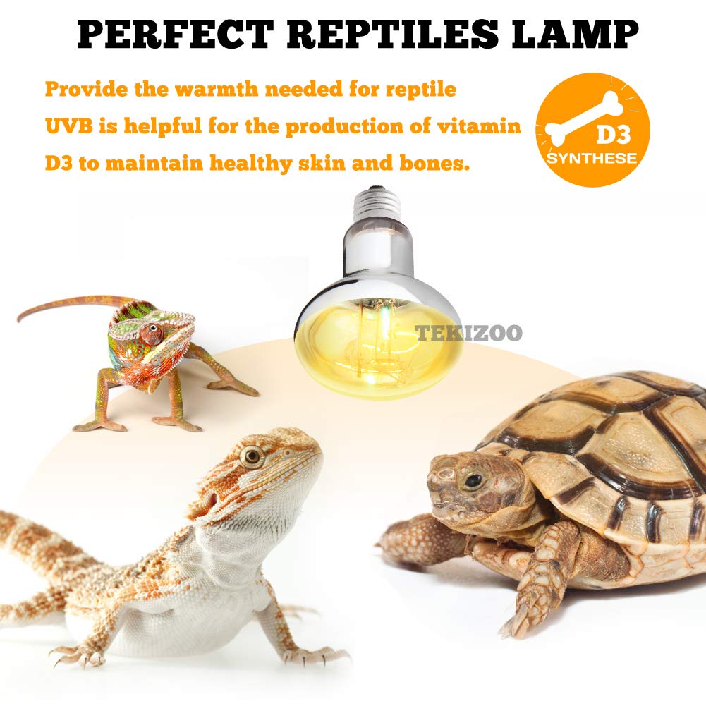 TEKIZOO UVA UVB Sun Lamp High Intensity Self-Ballasted Heat Basking Lamp/Light/Bulb for Reptile and Amphibian (80W)