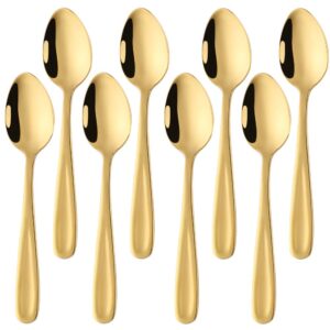 buyer star demitasse espresso spoons, 8 pieces mini coffee spoon,18/10 stainless steel heavy duty tea spoons set of 8, 5.5 inch