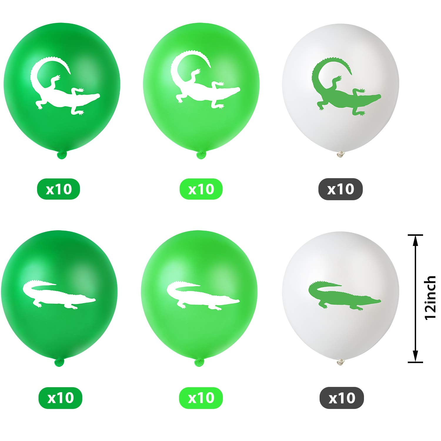 60 Pieces Crocodile Latex Balloons Alligator Themed Balloons and 2 Rolls Gold Balloon Ribbon for Reptile Party Baby Shower Birthday Party Decorations