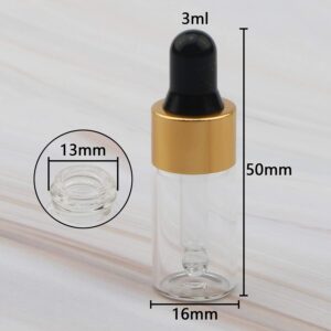 Kesell 20Pcs 3ml Mini Dropper Bottle Clear Glass Dropper Bottle with Aluminum Cap