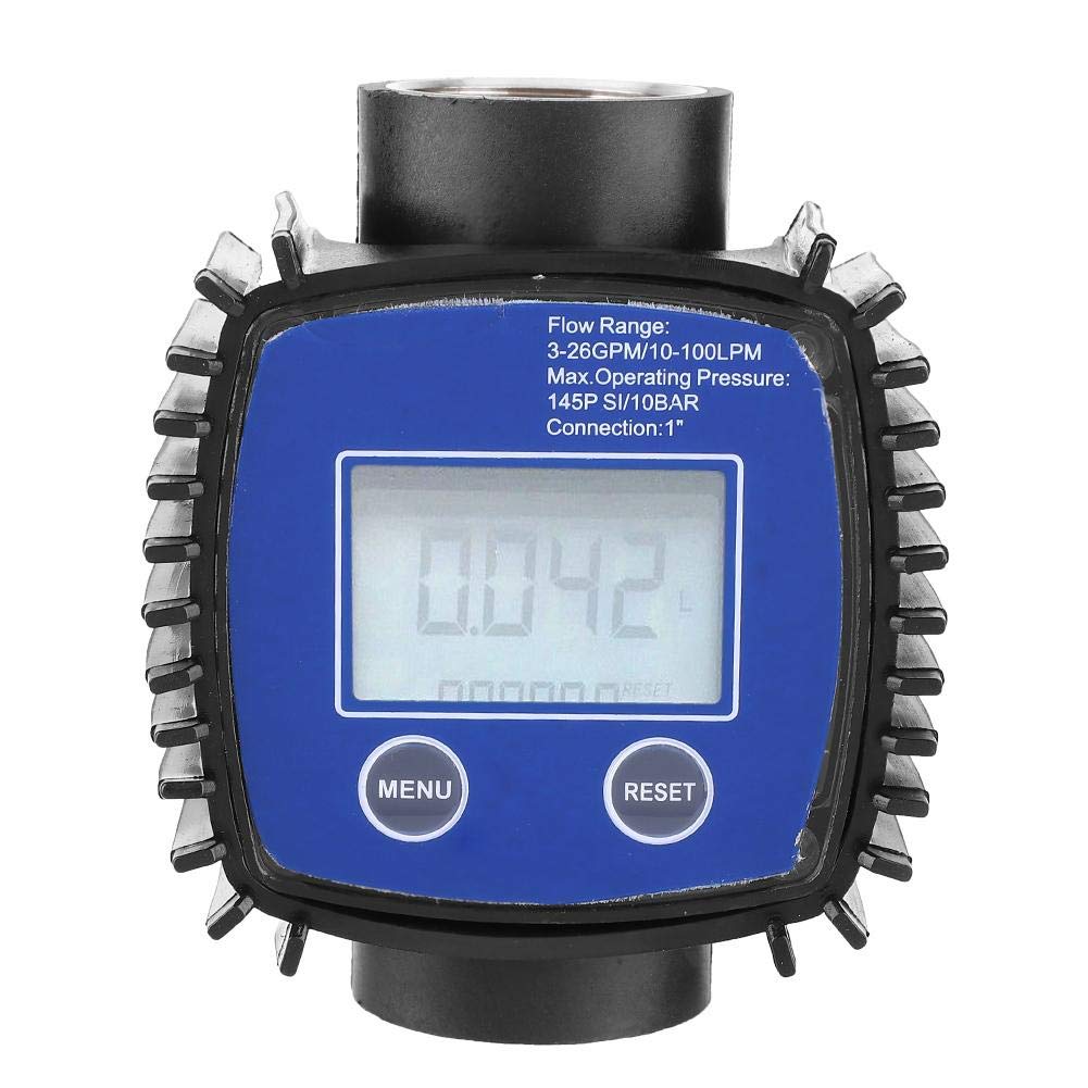 Flow Meter, 1in Digital Display High Accuracy Measure Mini Internal Thread Flowmeter for Water Diesel