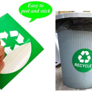 Recycle Sticker Trash Bin Label 8 Pack-4"x4"-Waterproof Organize & Coordinate Garbage Waste from Recycling Indoor & Outdoor,Great for Metal Aluminum Steel or Plastic Trash Cans,Use at Kitchen &Office