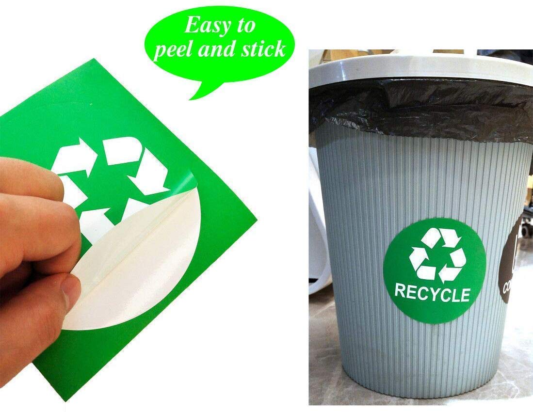 Recycle Sticker Trash Bin Label 8 Pack-4"x4"-Waterproof Organize & Coordinate Garbage Waste from Recycling Indoor & Outdoor,Great for Metal Aluminum Steel or Plastic Trash Cans,Use at Kitchen &Office