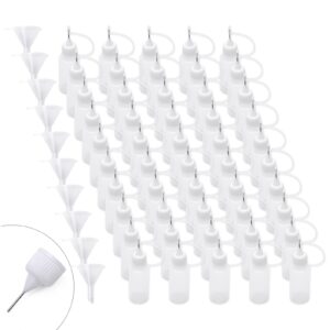 adecco precision tip applicator bottle, glue applicator bottles, 50 pcs 15ml precision tip applicator bottles with 10 plastic funnels, for acrylic painting, quilling, alcohol ink(precision tip bottle)