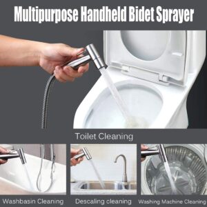 Handheld Bidet Sprayer for Toilet - Jet Sprayer for Toilet Cloth Diaper Sprayer Set, Adjustable Muslim Shower Bidets for Existing Toilets, Bidet Attachment with Bidet Hose for Feminine Wash (Sliver)