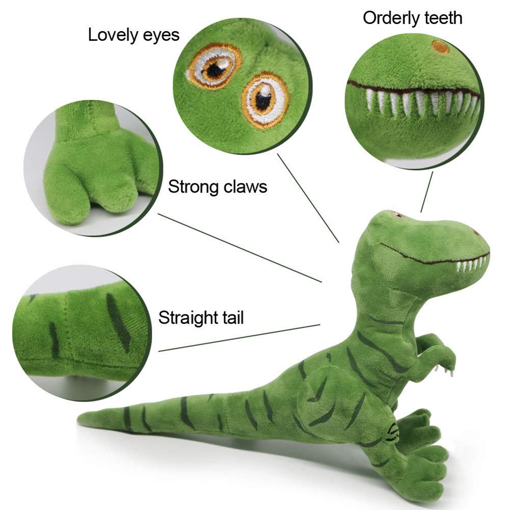 VSFNDB Stuffed Dinosaur Animal Plush Toys 11 Inches Green T-Rex Tyrannosaurus Animal Stuffed Plushies Super Soft Cute Cuddly Pillow Cushion Rex Stuff Dolls Gifts for Children Kids Boys Girls, 11Inches