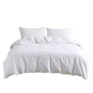 angel's bedding ultra soft cotton 3 piece duvet cover set with zipper - corner ties - 1000 series - - fade resistant - 2 pillow shams-white - queen - 88'' x 88''