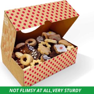 Party Funny 12 Christmas Cookie Boxes -Large Kraft Holiday Bakery Food Container for Gift Giving with 80 Count Christmas Foil Gift Stickers