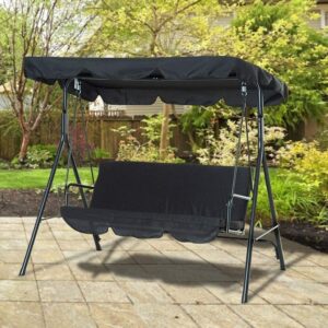 Liineparalle Swing Canopy Replacement, Waterproof Garden Chair Canopy Cover for Outdoor Patio Porch Yard, Top Cover Only (Black)