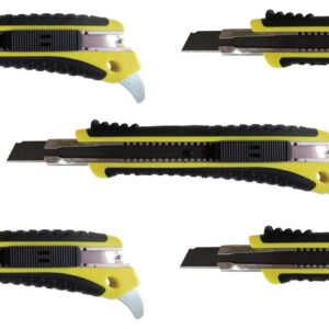 5-Pack Fastcap Kaizen Utility Knife for Cutting Boxes, Paper, Tape, Kaizen Foam, Features Replaceable Retractable Break-Away Blade And Integrated Box Tape Cutter