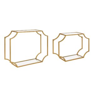 kate and laurel ciel modern glam metal wall shelf set, set of 2, metallic gold, elegant wall decor and storage