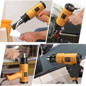 Heat Gun, SEEKONE 1800W Hot Air Gun Kit with Large Digital LCD Display Variable Temperature (122°F-1112°F) Memory Settings and Four Nozzles for Paint Remover/Stripper, Home Improvement/Restoration