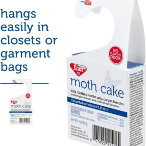 Enoz Moth Cakes – 8 Pack – Easily Hangs in Closets & Garment Bags – Kills Clothes Moths, Carpet Beetles, Eggs & Larvae – Treats 6.25 Cubic Feet