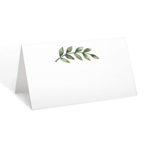 321done greenery place cards, made in usa - 3.5x2 blank for name food table setting dinner party seating wedding reception buffet tent style rustic green leaves - set of 50