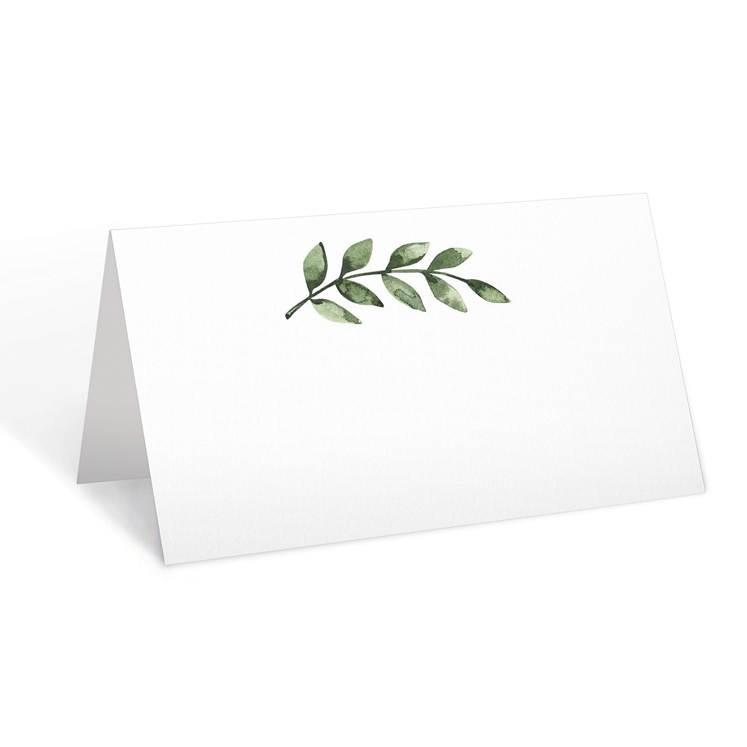 321Done Greenery Place Cards, Made in USA - 3.5x2 Blank for Name Food Table Setting Dinner Party Seating Wedding Reception Buffet Tent Style Rustic Green Leaves - Set of 50