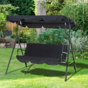 Liineparalle Swing Canopy Replacement, Waterproof Garden Chair Canopy Cover for Outdoor Patio Porch Yard, Top Cover Only (Black)