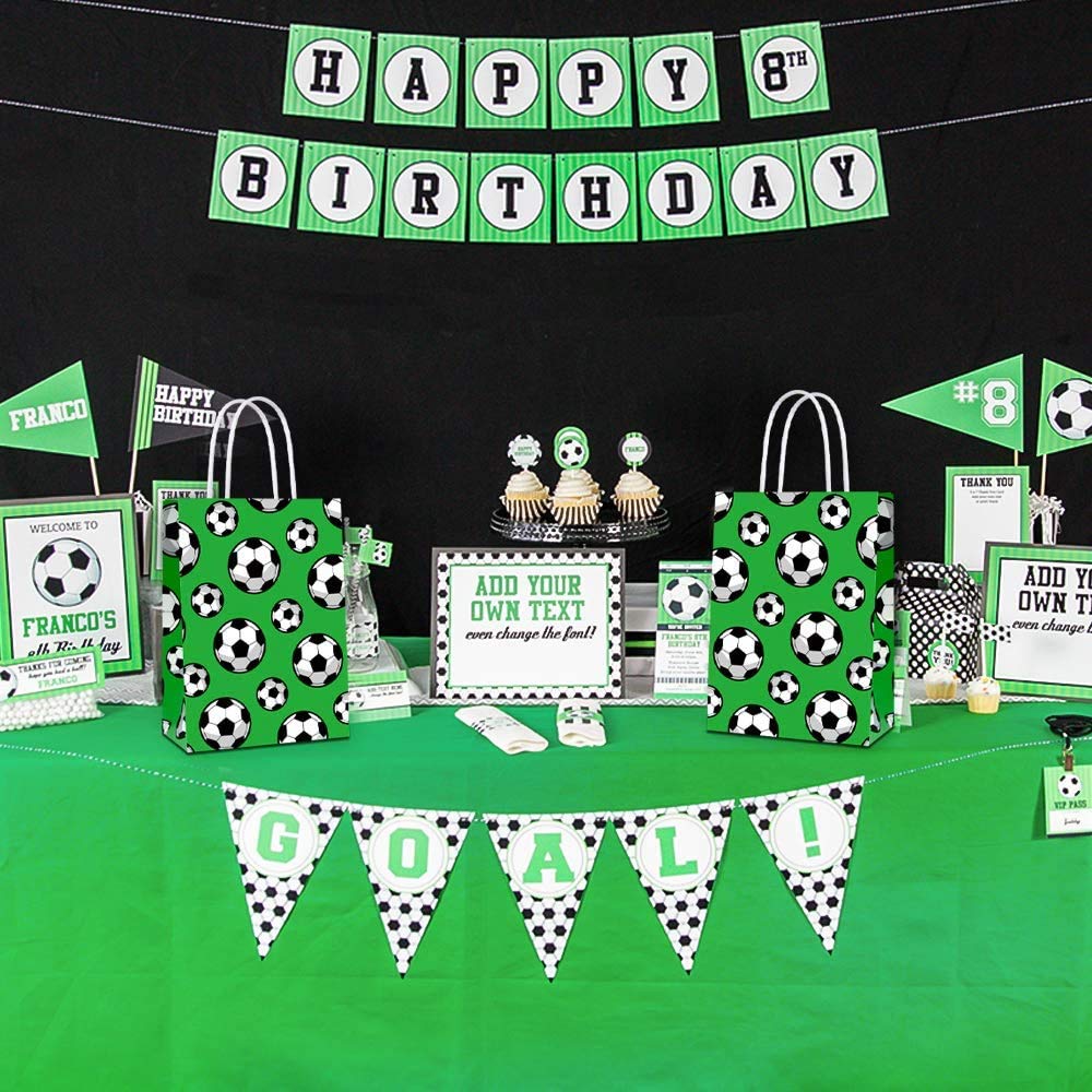 16 PCS Party Favor Bags for Soccer Birthday Party Supplies, Party Gift Goody Treat Candy Bags for Soccer Party Favors Decor for Soccer Party Girls Kids