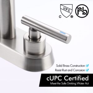 KES 4 Inches Centerset Bathroom Sink Faucet Brushed Nickel Morden Vanity Faucet Brass Construction, Sink Drain Not Included, L4117LFF12-BN