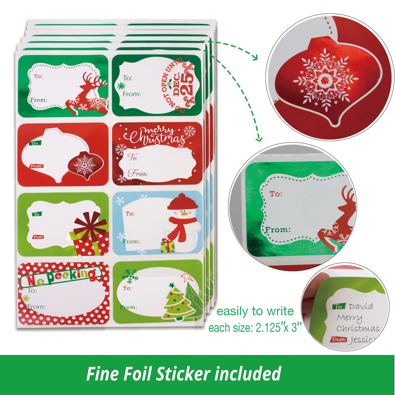 Party Funny 12 Christmas Cookie Boxes -Large Kraft Holiday Bakery Food Container for Gift Giving with 80 Count Christmas Foil Gift Stickers