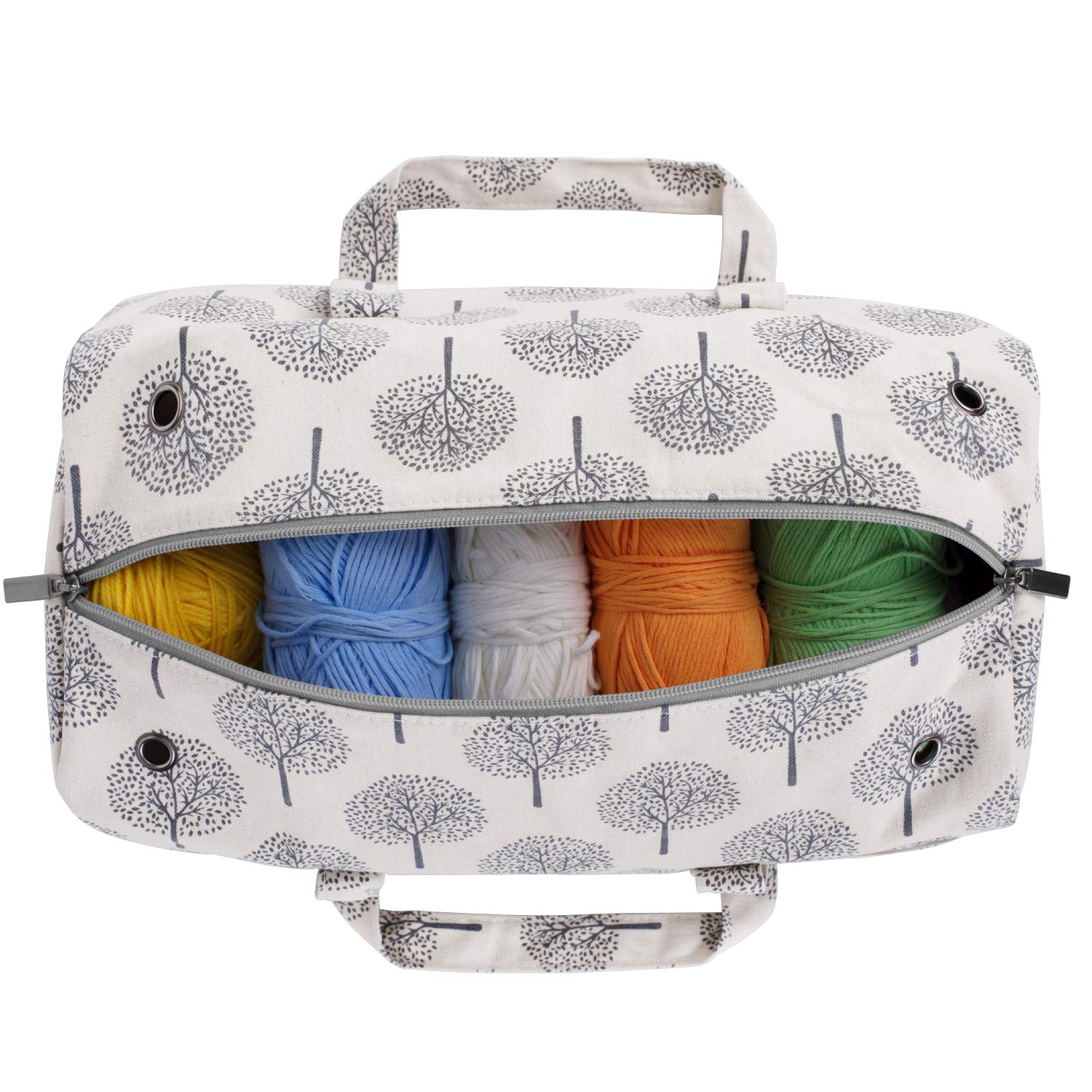 Luxja Knitting Bag, Yarn Bag for Yarn Skeins, Crochet Hooks, Knitting Needles (up to 14 Inches) and Other Accessories, Tree