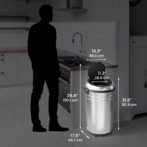 iTouchless Glide 23 Gallon Sensor Trash Can with Wheels and Odor Control System, Stainless Steel, 87 Liter Automatic Kitchen Bin and Office Garbage Can (Powered by Battery or Optional AC Adapter)