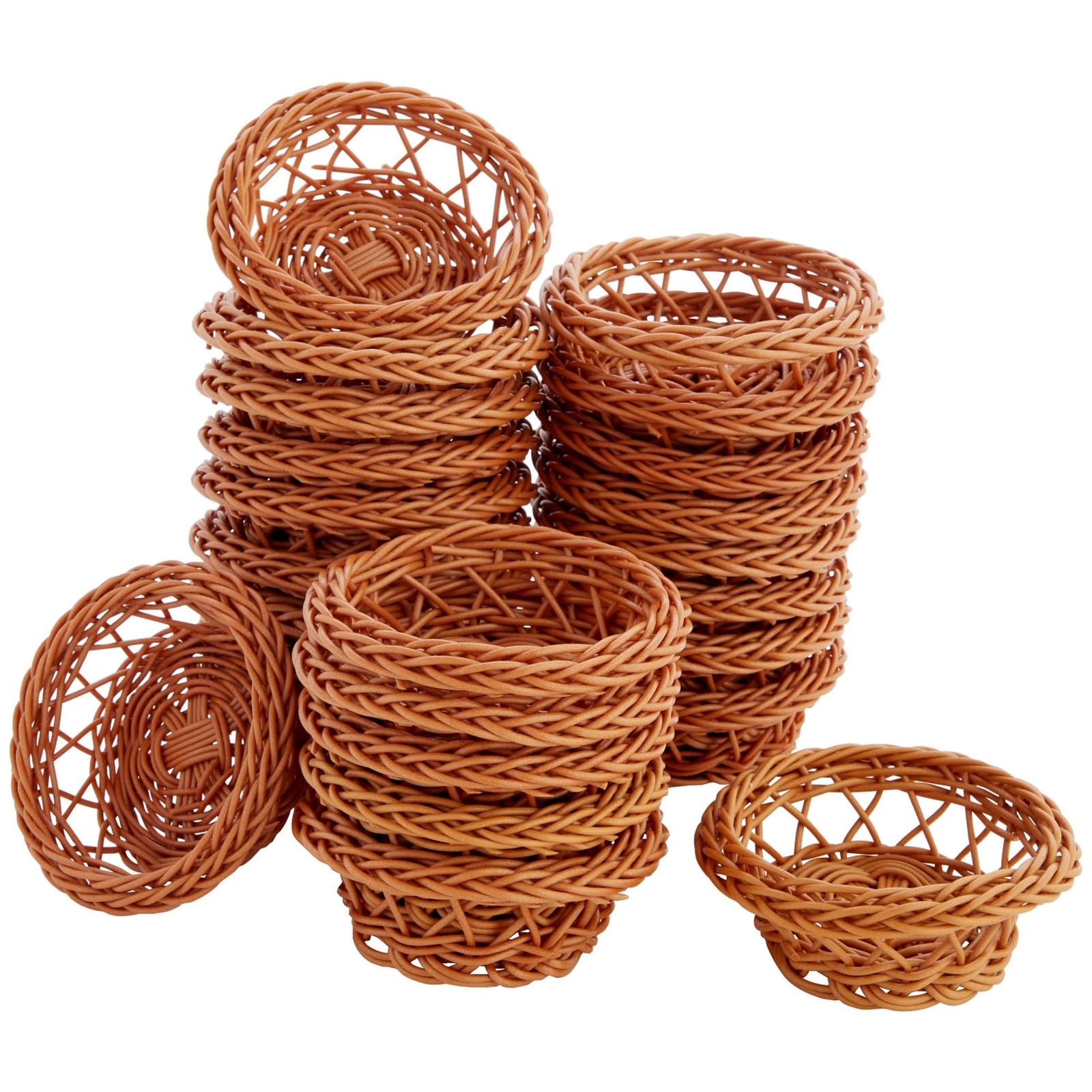 Bright Creations 24 Pack Small Woven Basket Set, 3.1x1.2 Inches, Bulk Mini Wicker Baskets for Favors