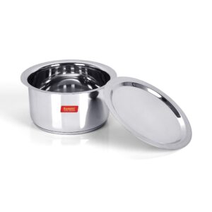 Sumeet Big Size Stainless Steel Induction Bottom (Encapsulated Bottom) Induction & Gas Stove Friendly Container/Tope/Cookware with Lid Size No.16 (4 LTR)