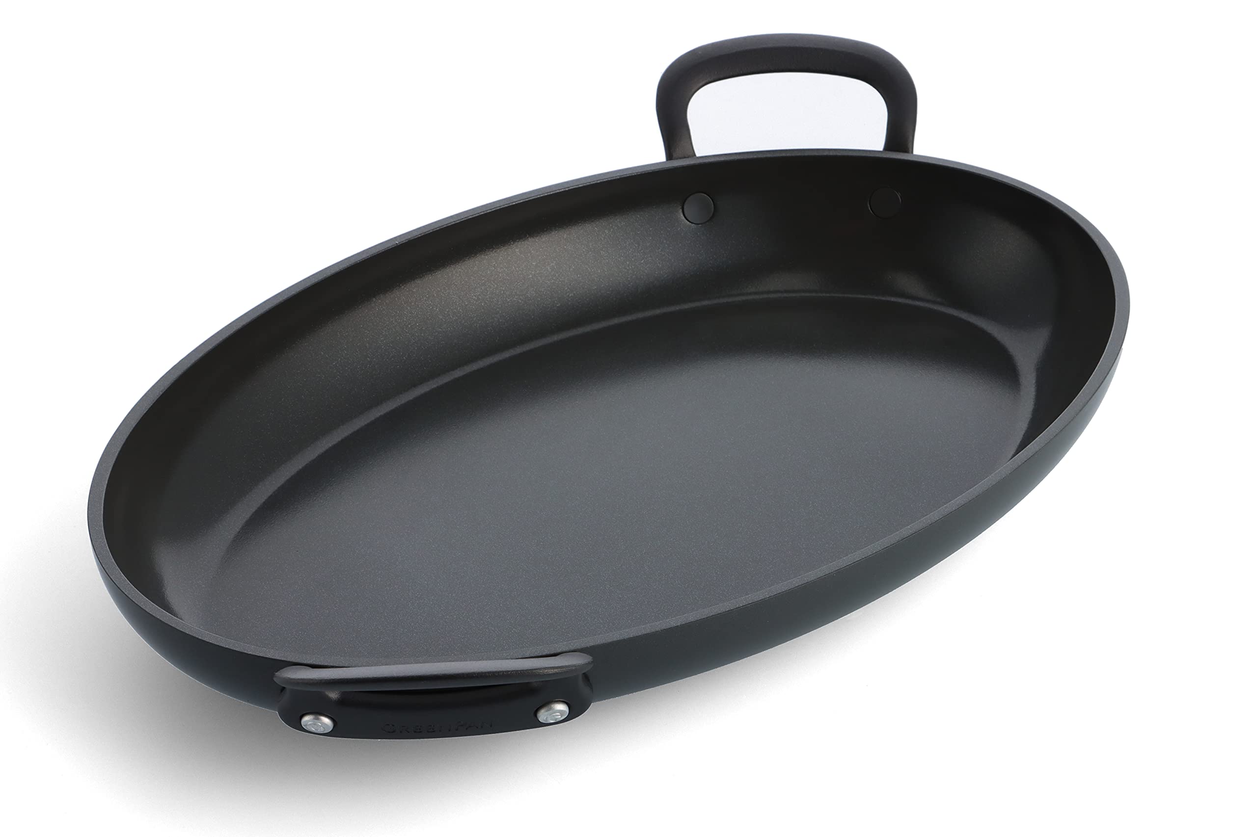 Greenpan Craft Healthy Ceramic Non-Stick Oval Fish Pan, 40 cm x 25 cm, PFAS-Free, Metal Safe, Cast Stainless Steel Handles, Induction Suitable, Oven Safe, Black