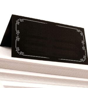 Summer-Ray 48 Black Modern Wedding Place Cards with White Rim Seating Cards Escort Cards