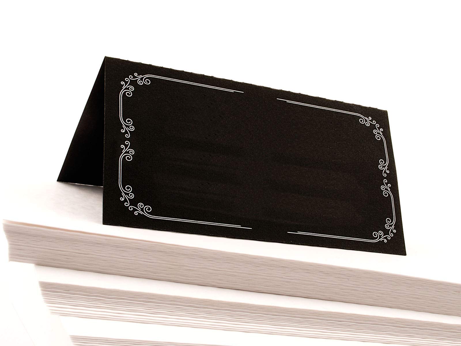 Summer-Ray 48 Black Modern Wedding Place Cards with White Rim Seating Cards Escort Cards