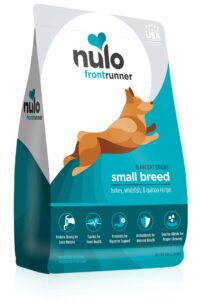 nulo frontrunner small breed dog food with turkey, whitefish & quinoa, 3 lbs - pet food with antioxidants and probiotics for digestive and immune health - premium dry dog food for small dogs, blue