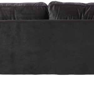 US Pride Furniture Haven Modern Velvet Sofa with Bolster Pillows, Button Tufted Seat, Track Arms and Solid Wood Legs, Couches for Living Room, Bedroom and Home Office, Black