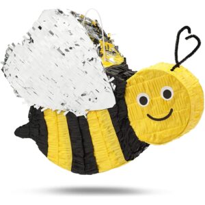 blue panda - bumble bee pinata for baby shower, birthday decorations, gender reveal party supplies (small, 15.5 x 13 x 3 in)