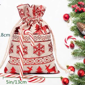 Christmas Burlap Bags with Drawstring, 5 x 7 Inch Christmas Favor Bags Jewelry Candy Pouches Sacks, Mini Storage Bag for Wedding Christmas Festive Candy Goody Storage DIY Craft - 12 Pcs