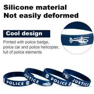 SATINIOR Police Party Favors Police Silicone Rubber Bracelets Wristbands for Police Themed Birthday Party Police Graduation Party Decorations (24)