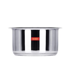 Sumeet Big Size Stainless Steel Induction Bottom (Encapsulated Bottom) Induction & Gas Stove Friendly Container/Tope/Cookware with Lid Size No.16 (4 LTR)