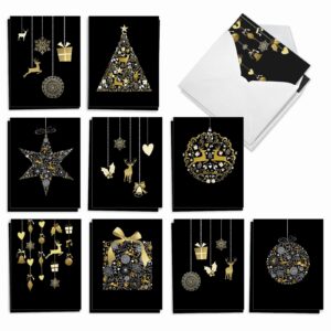 the best card company - 20 christmas thank you cards boxed (10 designs, 2 each) - assorted gratitude cards (4 x 5.12 inch) (not gold foil) - golden holidays am6723xtg-b2x10