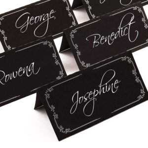 Summer-Ray 48 Black Modern Wedding Place Cards with White Rim Seating Cards Escort Cards