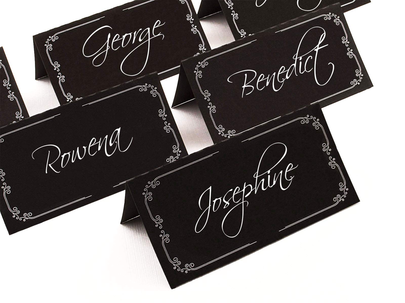 Summer-Ray 48 Black Modern Wedding Place Cards with White Rim Seating Cards Escort Cards