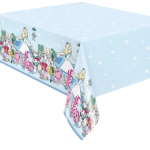 disney alice in wonderland rectangular plastic table cover, 54" x 84" - 1 count - multicolored table cover, perfect for themed parties & magical celebrations