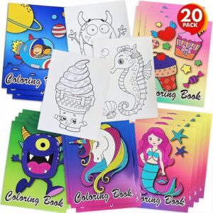 artcreativity assorted mini coloring books - bulk pack of 20 small color booklets in 5 designs - perfect party favors - educational art gifts for toddlers, boys and girls ages 2-4, 4-8