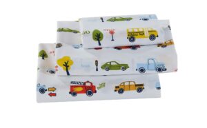 sheet set kids/teens children boys school bus fire truck taxi cab vehicle transportation trees yellow red green light blue new # school bus (full sheet)