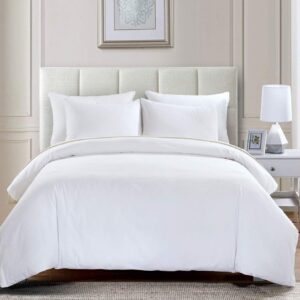 Angel's Bedding Ultra Soft Cotton 3 Piece Duvet Cover Set with Zipper - Corner Ties - 1000 Series - - Fade Resistant - 2 Pillow Shams-White - Queen - 88'' x 88''